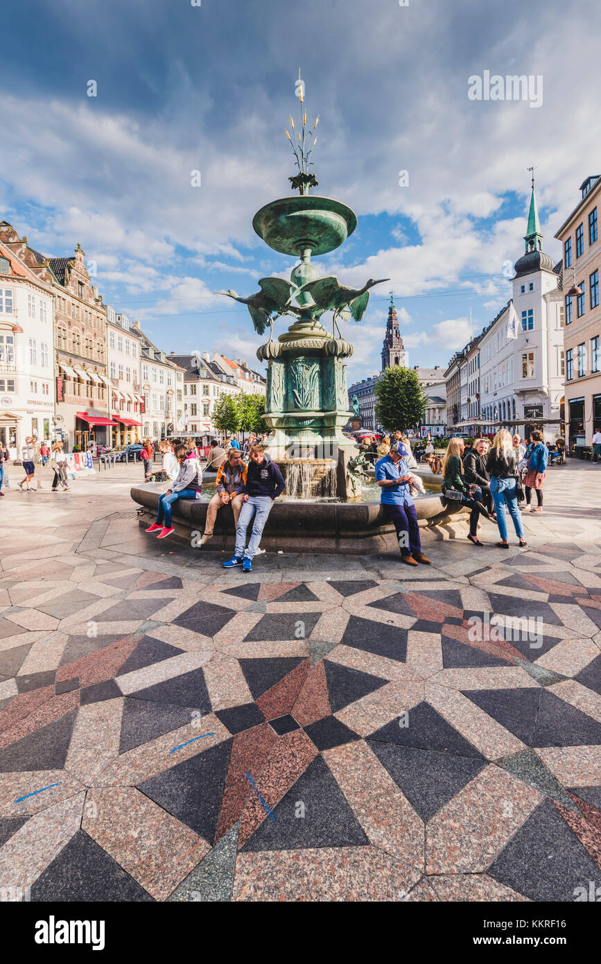 Copenhagen, Denmark. Tourists at the Storkespringvandet, or Stork ...