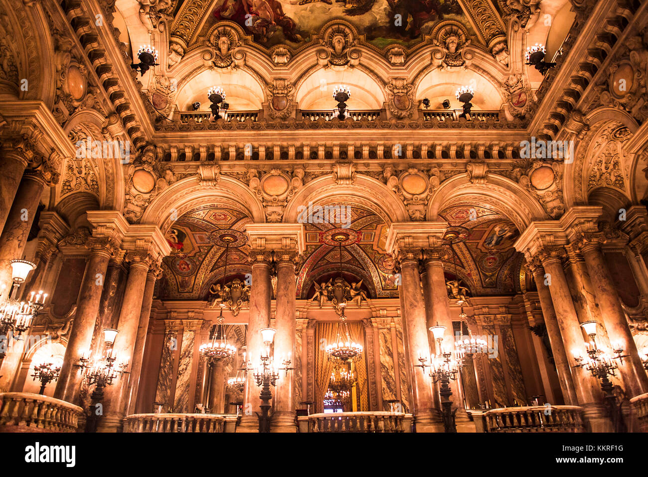 PARIS, france, DECEMBER 22 : An interior view of Opera de Paris, Palais ...