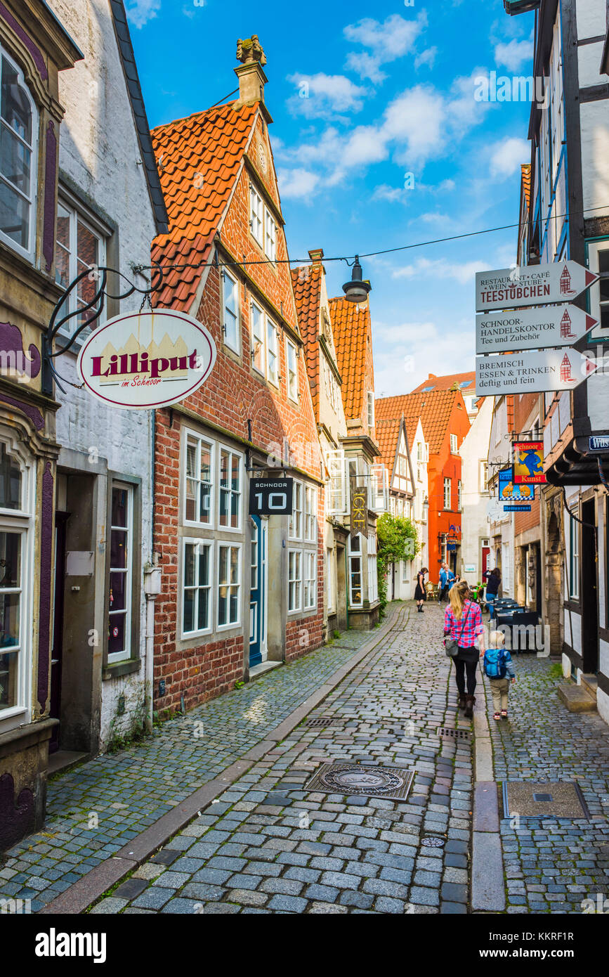 Bremen, Bremen State, Lower Saxony, Germany. Schnoor old district Stock ...