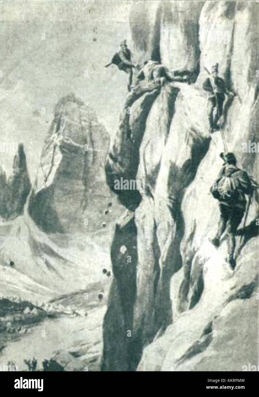 Tirolski domobranci na strmini v Dolomitih depicts a group of Tyrolean ...