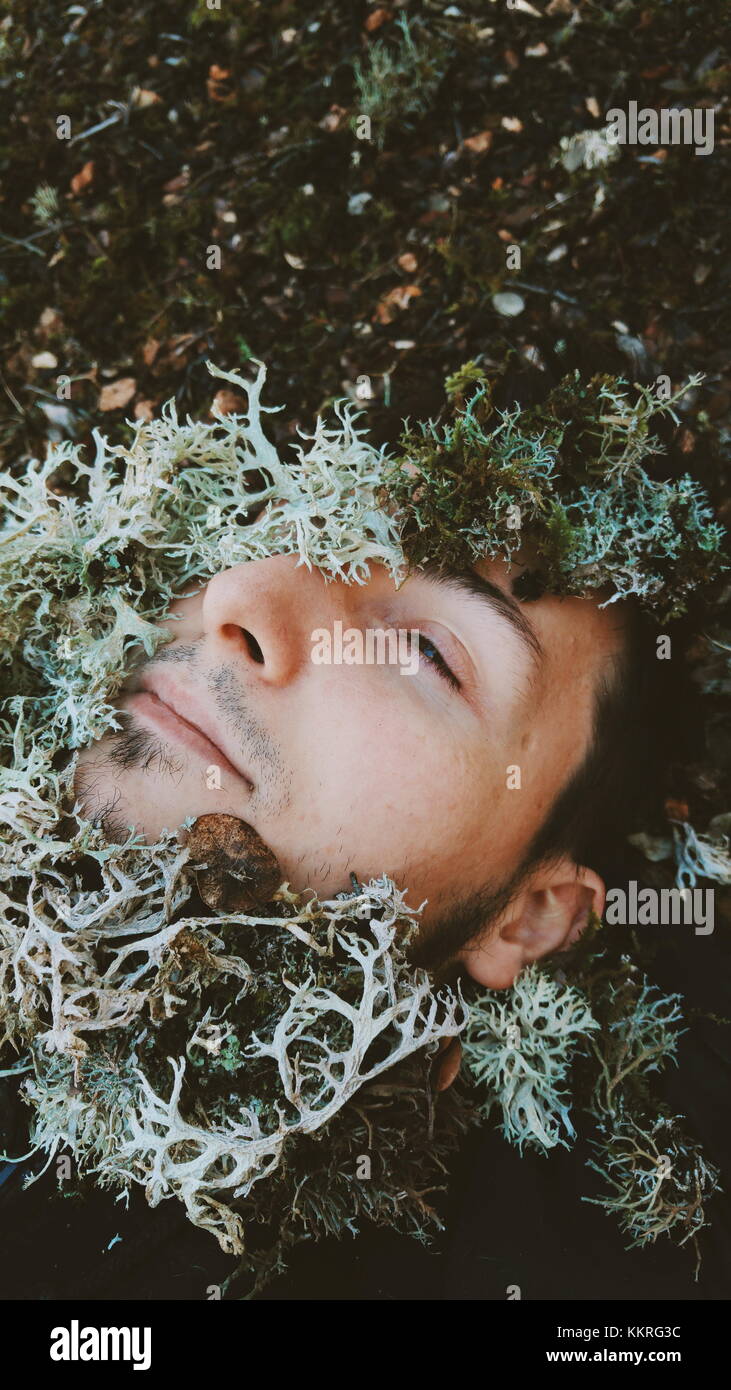 Artistic portrait of a forest man Stock Photo - Alamy