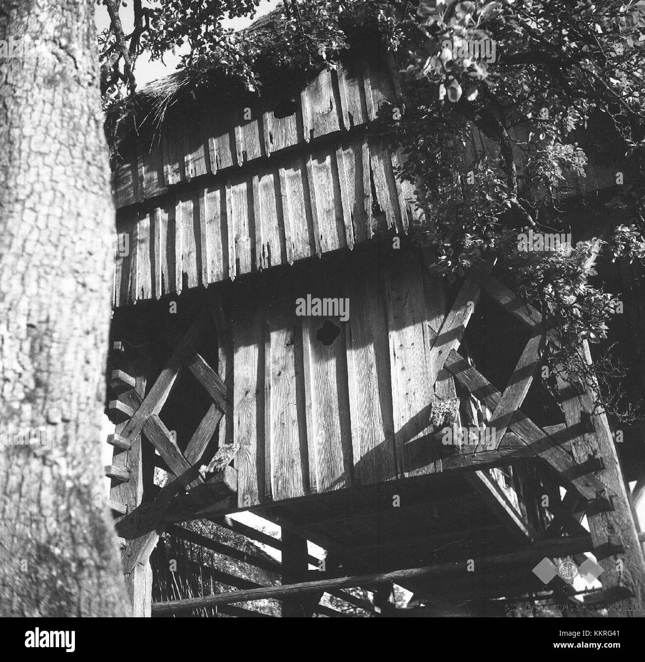 This image shows a detail of the Kozolec toplar, a traditional ...