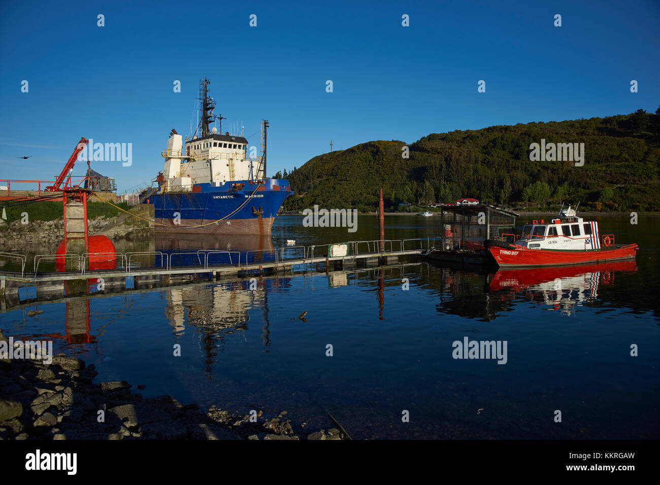 Busy port of Puerto Montt in Southern Chile Stock Photo - Alamy