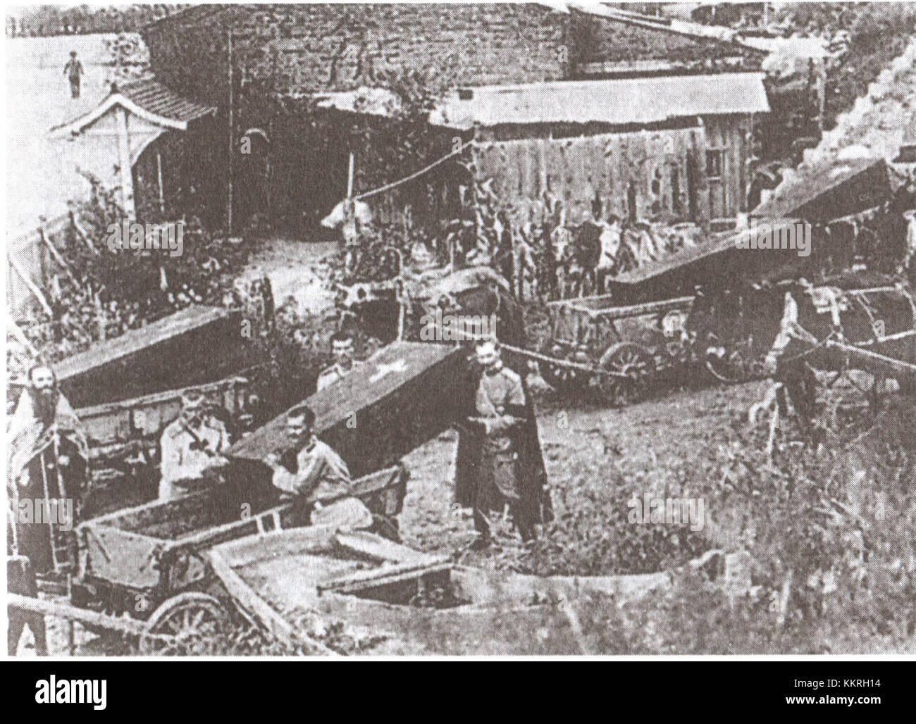 A historical image related to the transportation of the deceased from ...