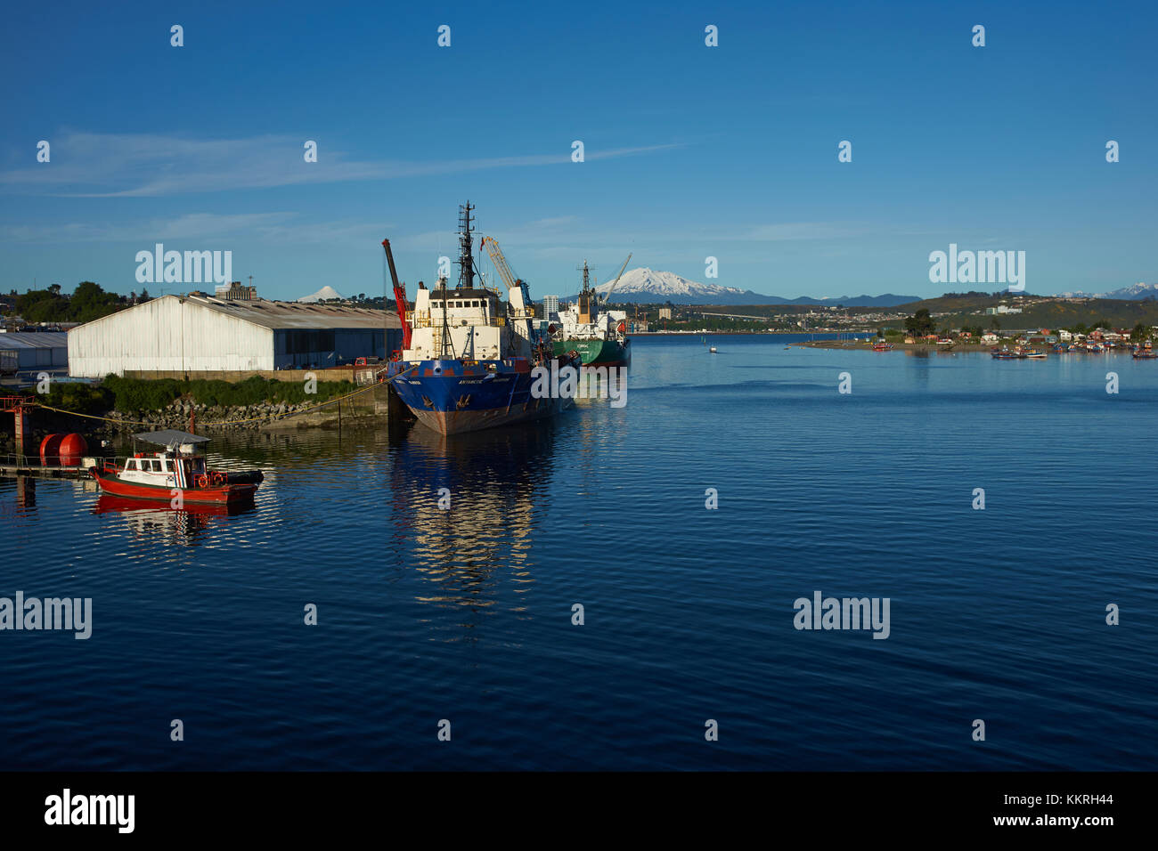 Busy port of Puerto Montt in Southern Chile Stock Photo - Alamy