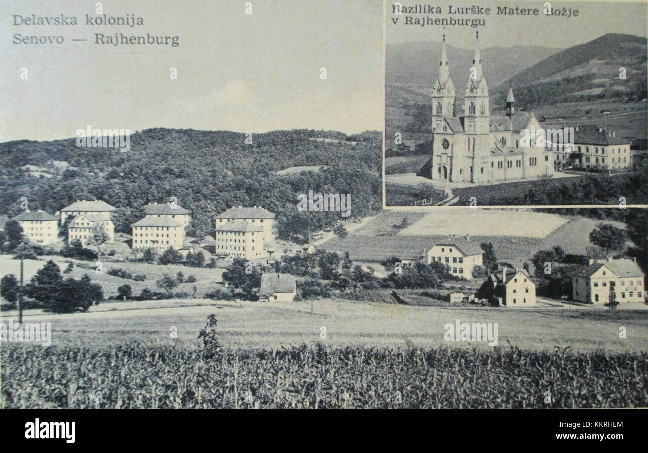 This postcard captures a scenic view of Senovo, a location of ...