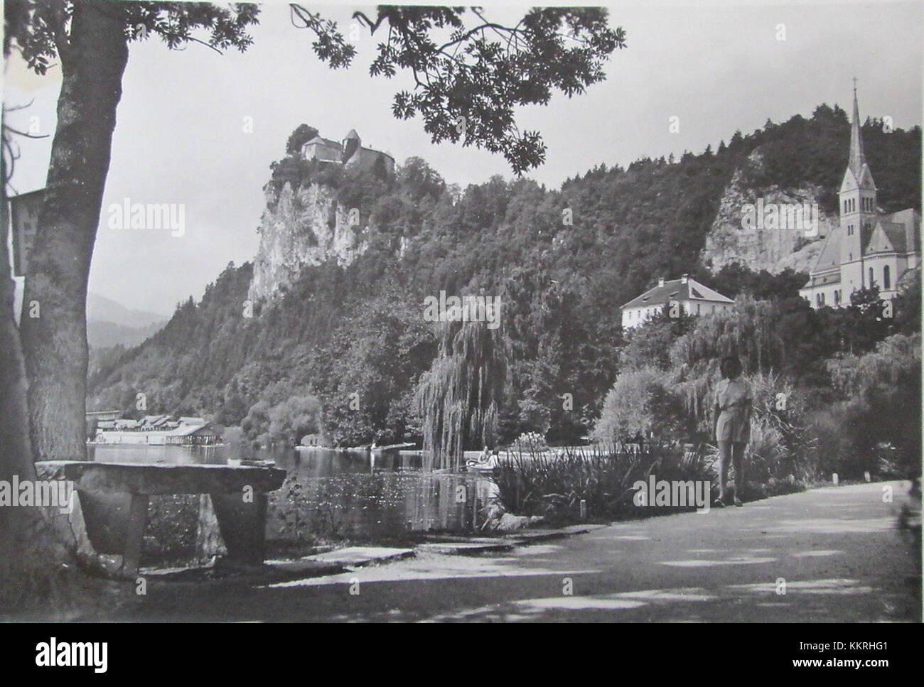 A postcard from Bled, Slovenia, taken in 1954, showcasing the iconic ...