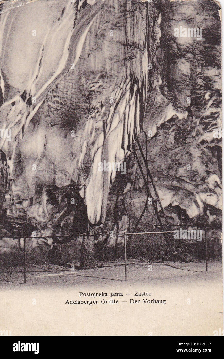 This postcard depicts the Postojna Cave, a famous karst cave system ...