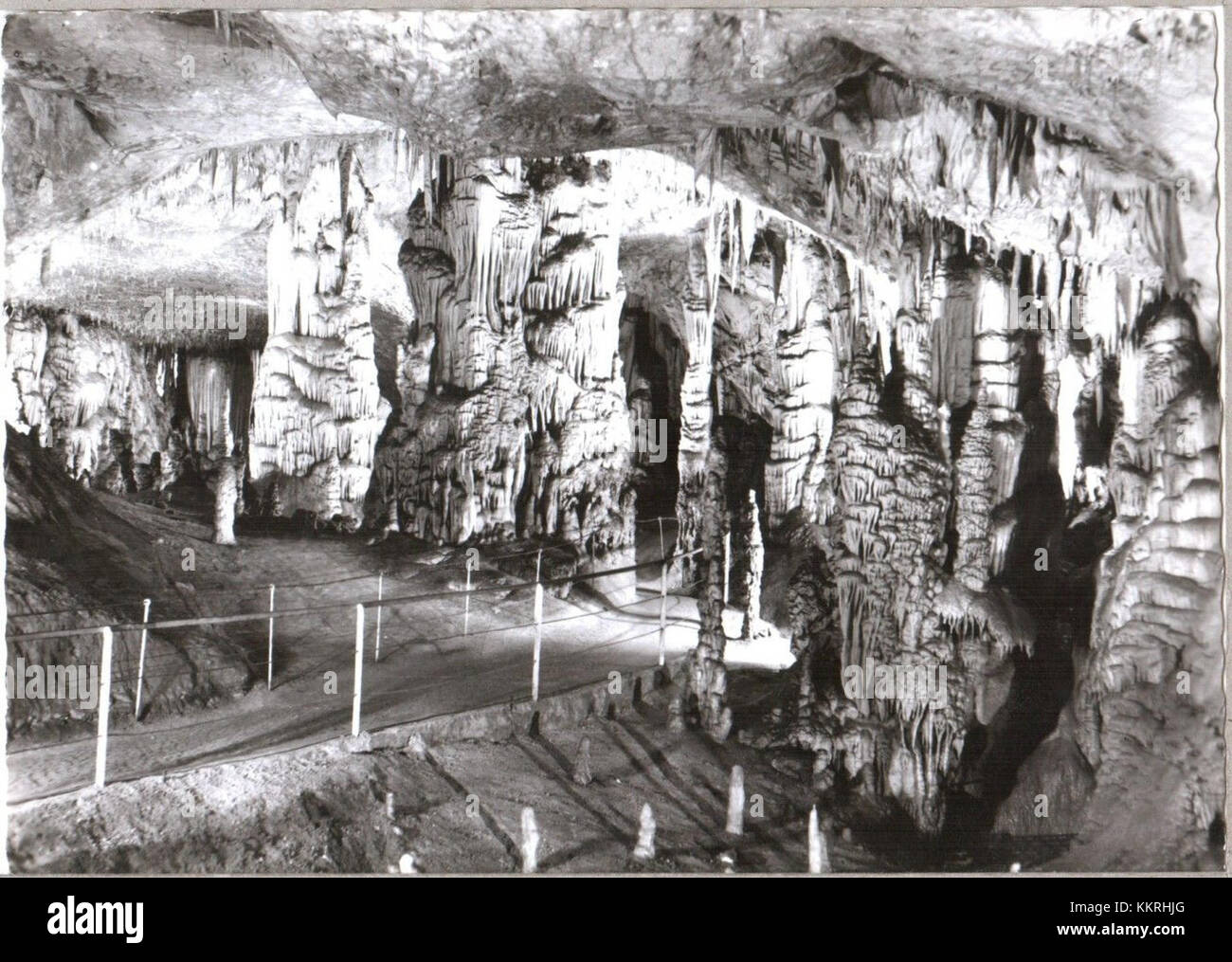 A vintage postcard from 1963 depicting Postojna Cave, Slovenia ...