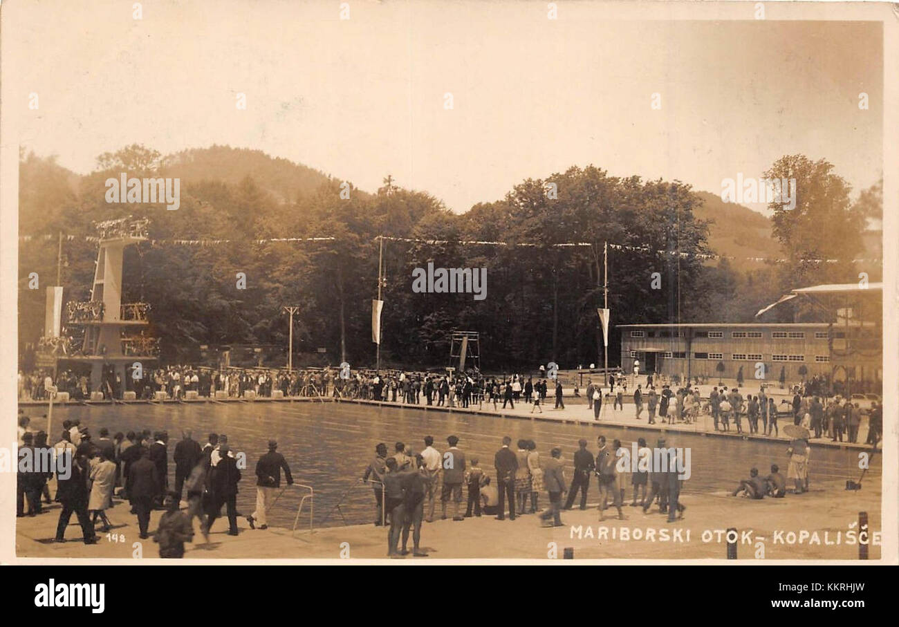 This postcard depicts Maribor Island, located in Slovenia's Maribor ...