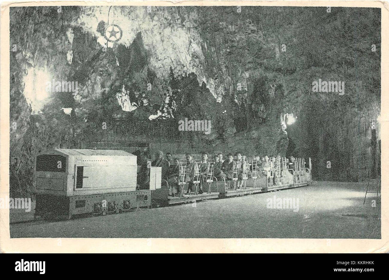 This postcard depicts the Postojna Cave train in Slovenia, which has ...