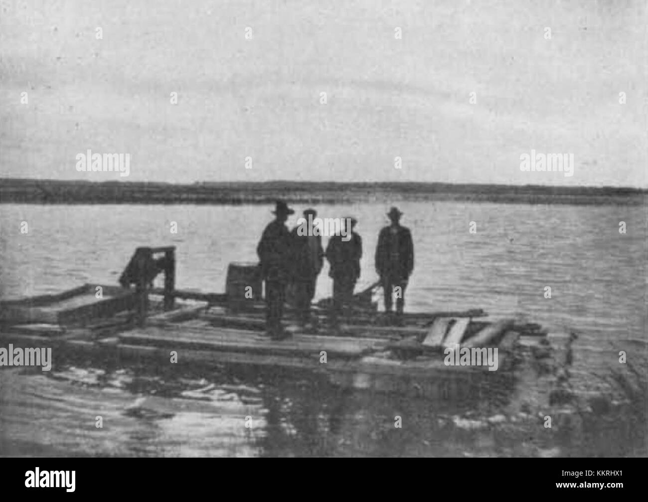 Photograph of the raft used for dredging and retrieving wooden objects ...