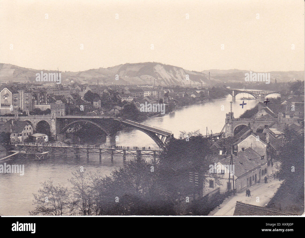 A vintage postcard depicting the Old Bridge in Maribor, Slovenia, circa ...