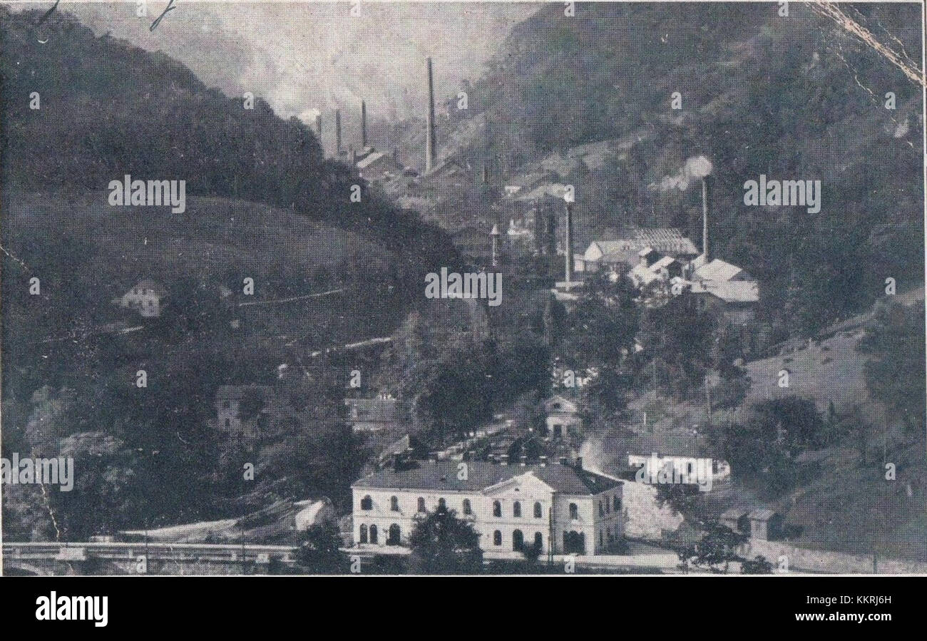 A vintage postcard depicting Steklarna Hrastnik, a glass factory in ...