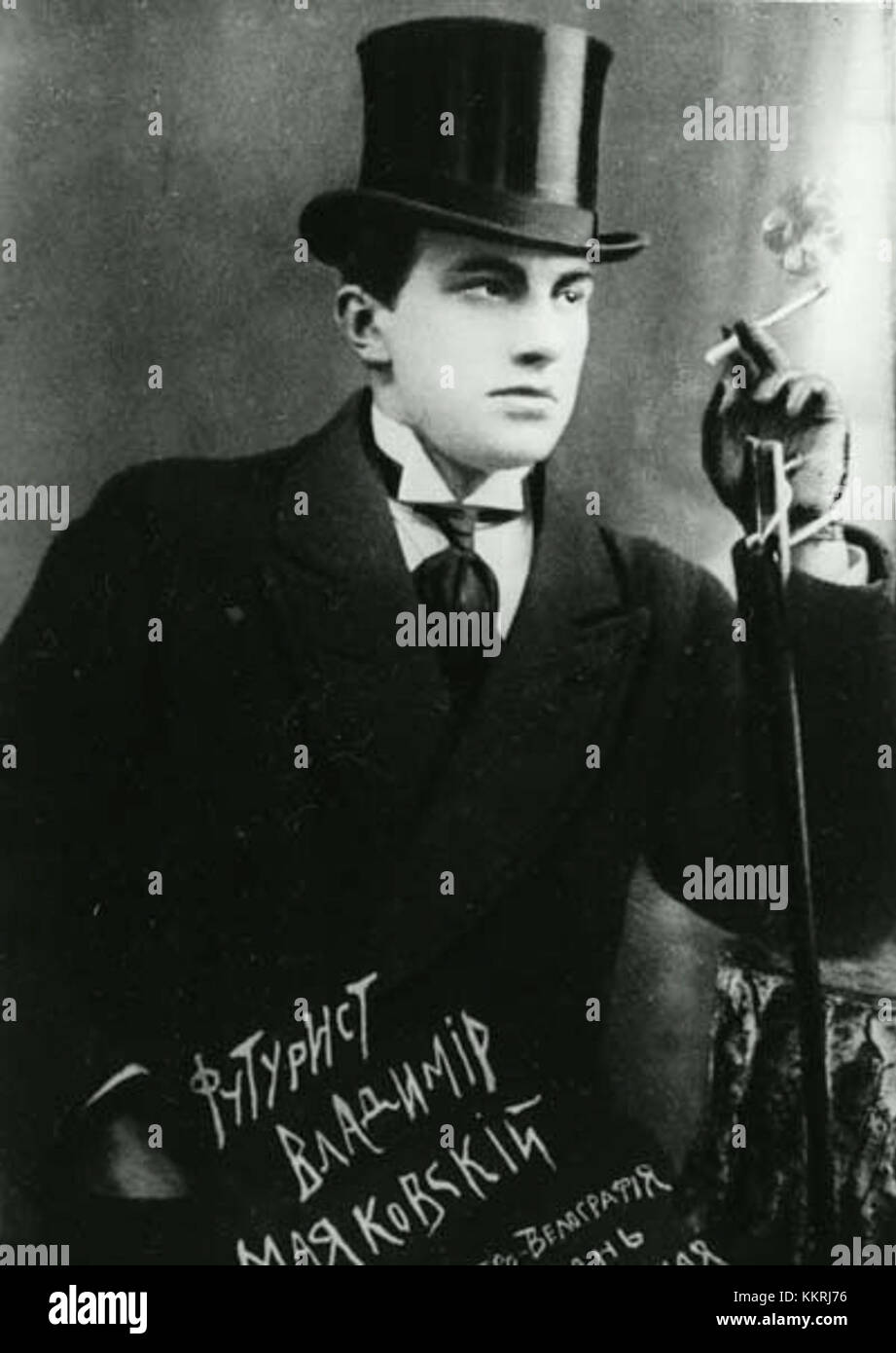 Vladimir Mayakovsky, a prominent Russian poet, is depicted in this 1914 ...