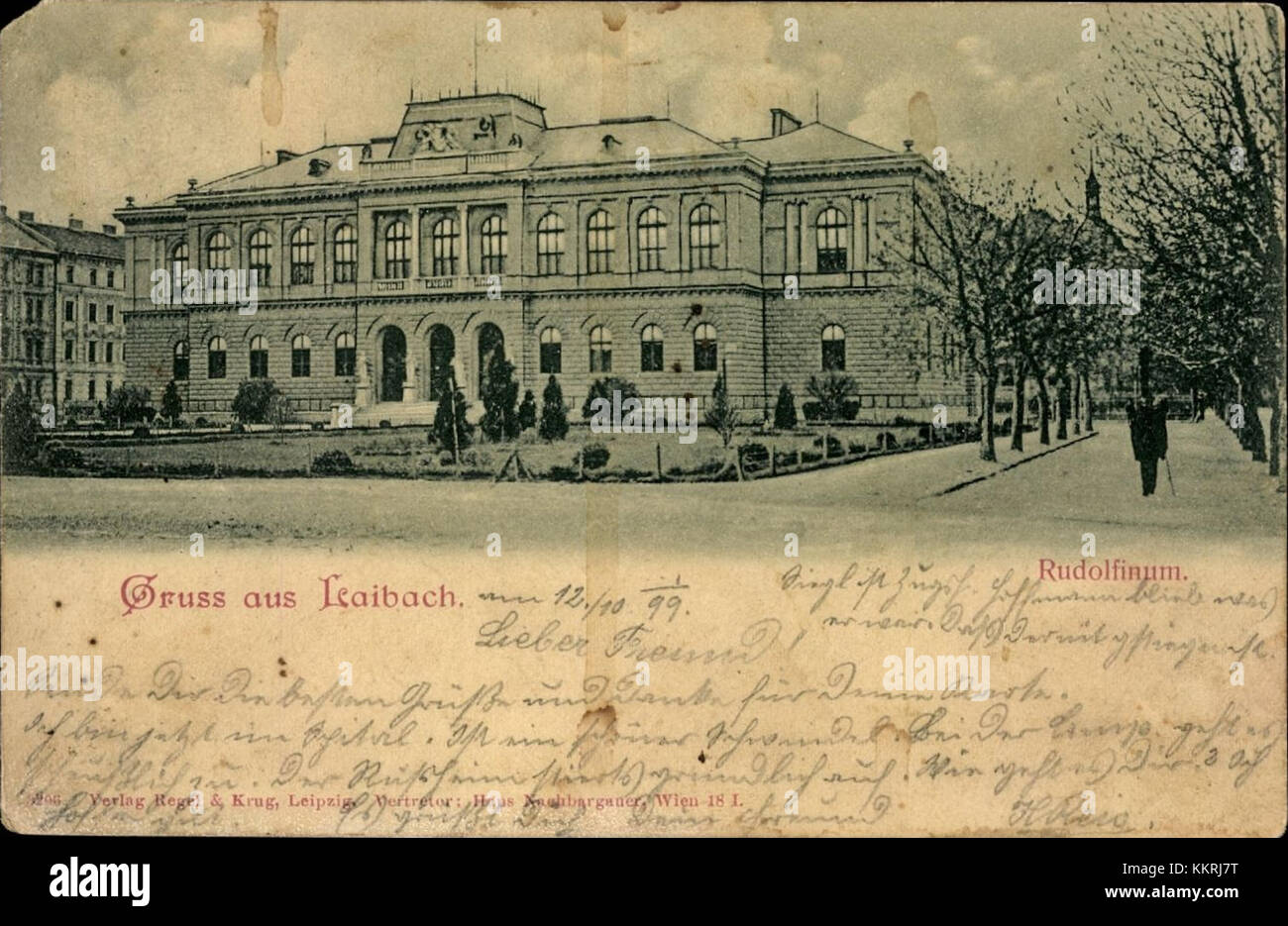 This 1899 postcard showcases the University of Ljubljana Palace, a ...