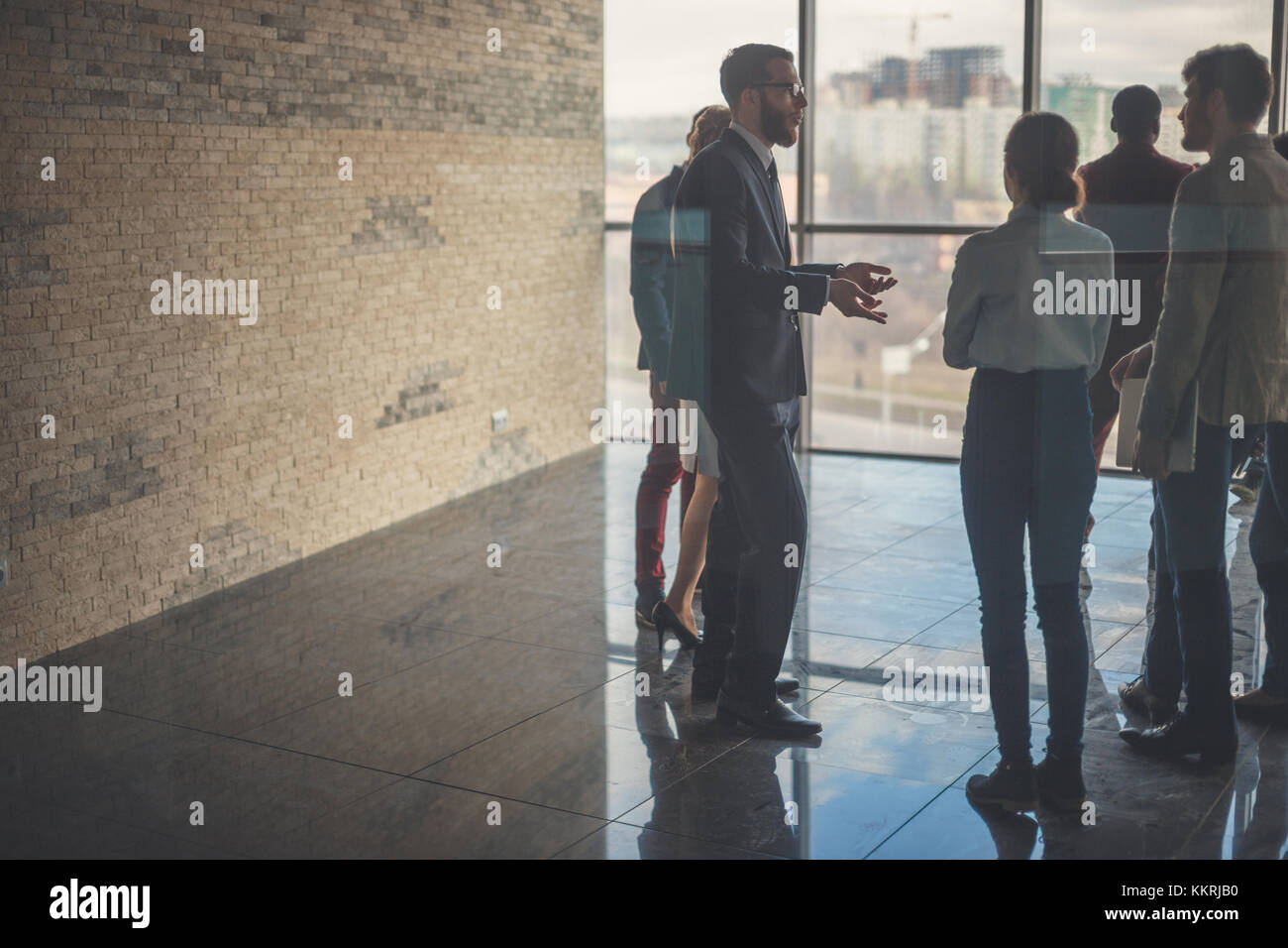 Business People standing on Meeting Conference and discussion Stock ...