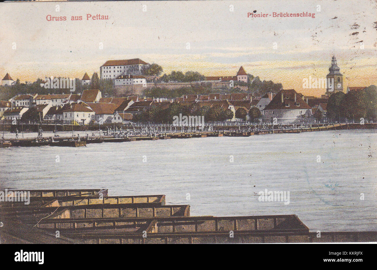 This postcard showcases Ptuj, a historical town in Slovenia, known for ...
