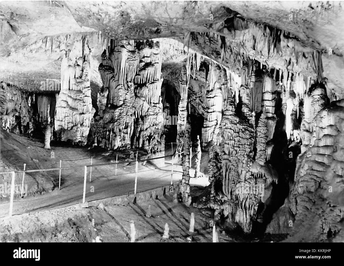 A postcard depicting Postojna Cave, located in Slovenia, shows the ...