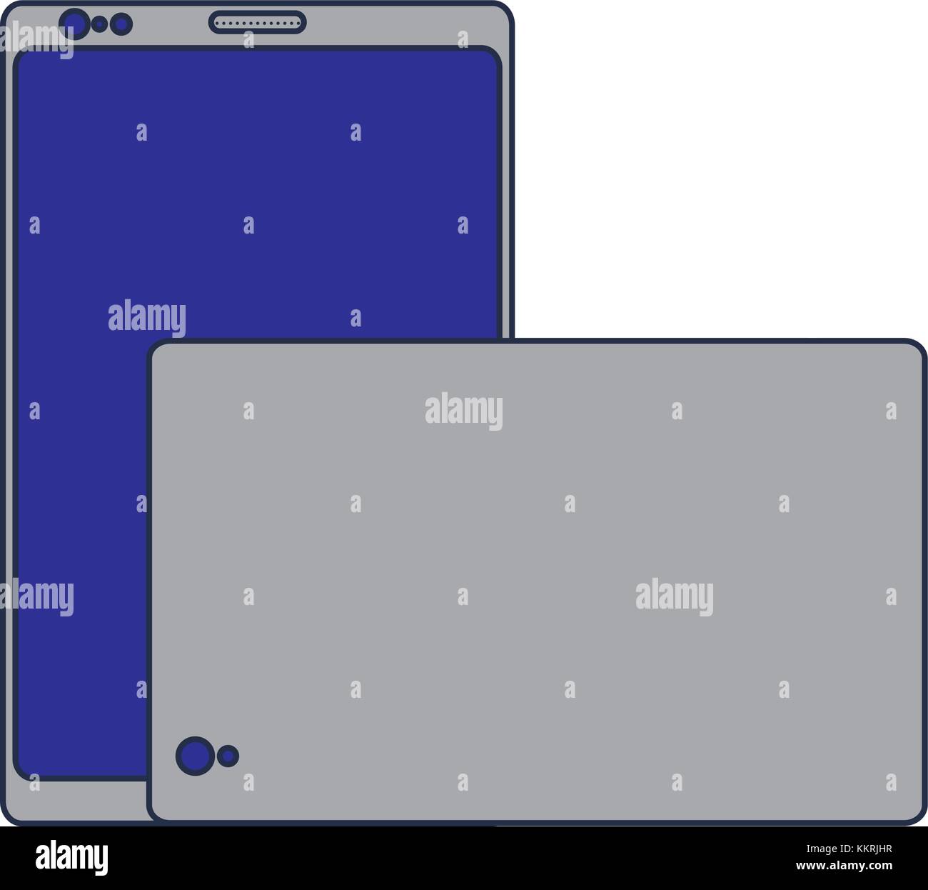 smartphone gadget digital front and back view design Stock Vector Image ...