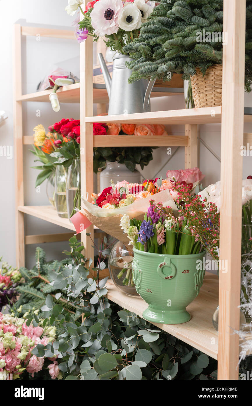 different varieties. Fresh spring flowers in refrigerator for flowers ...