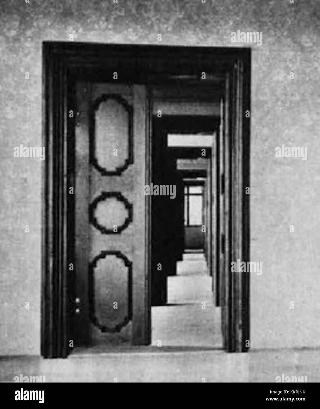 This image shows a view through a series of castle rooms at Brdo Castle ...