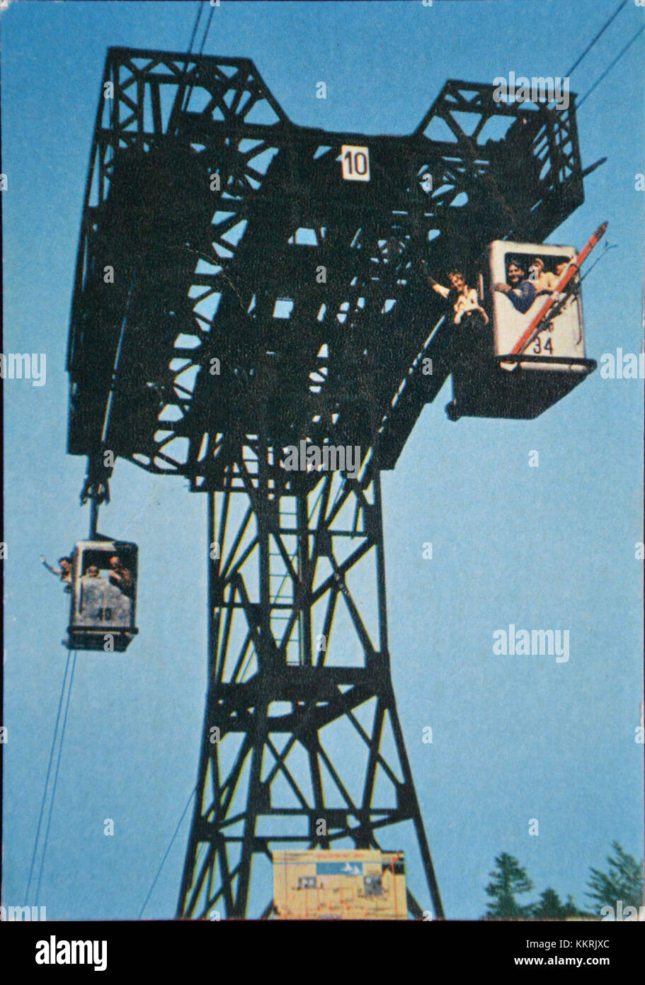 This image shows a postcard of the Pohorje Funicular, a cable car ...