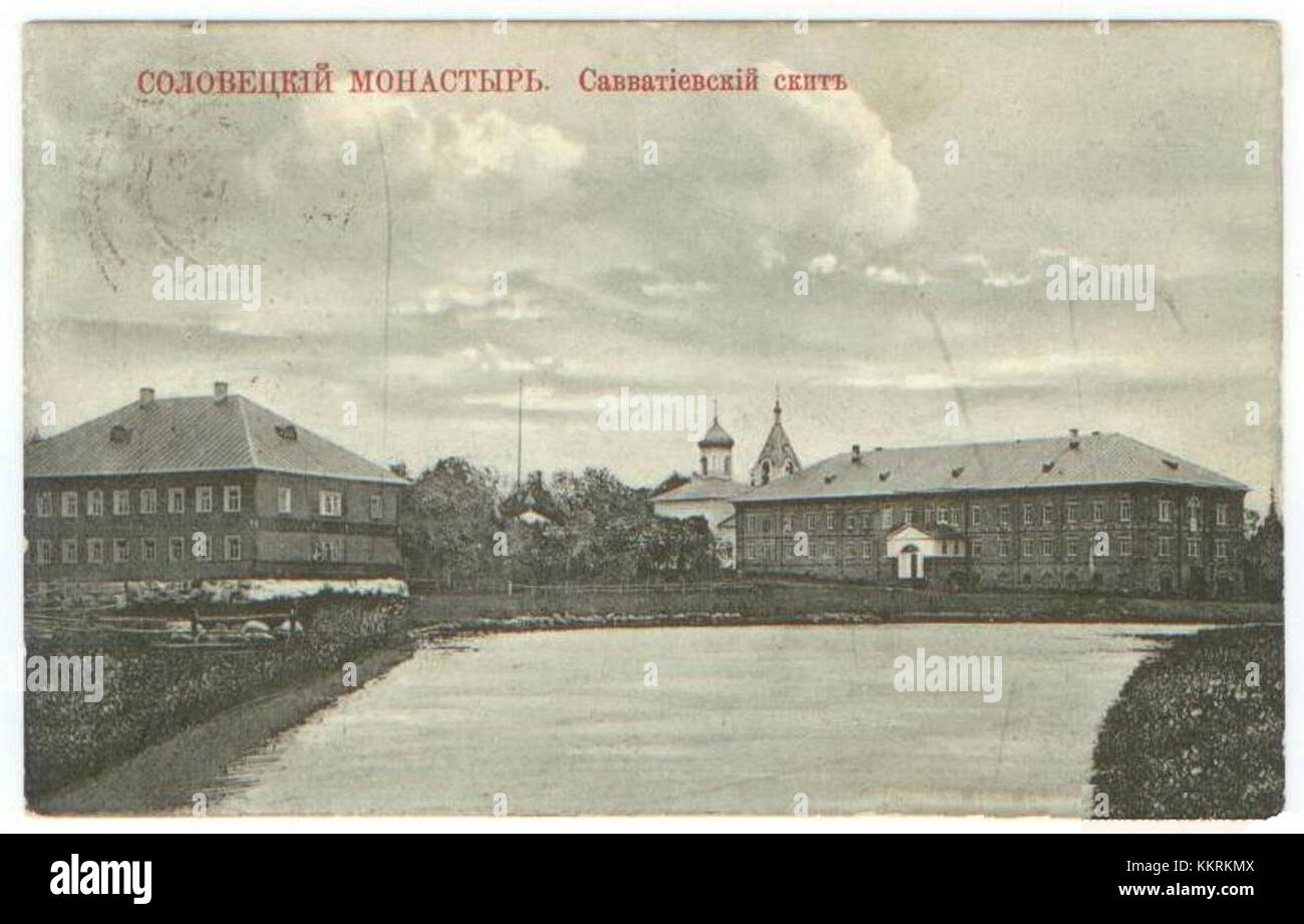 A postcard depicting the Solovki Islands, a historical and religious ...