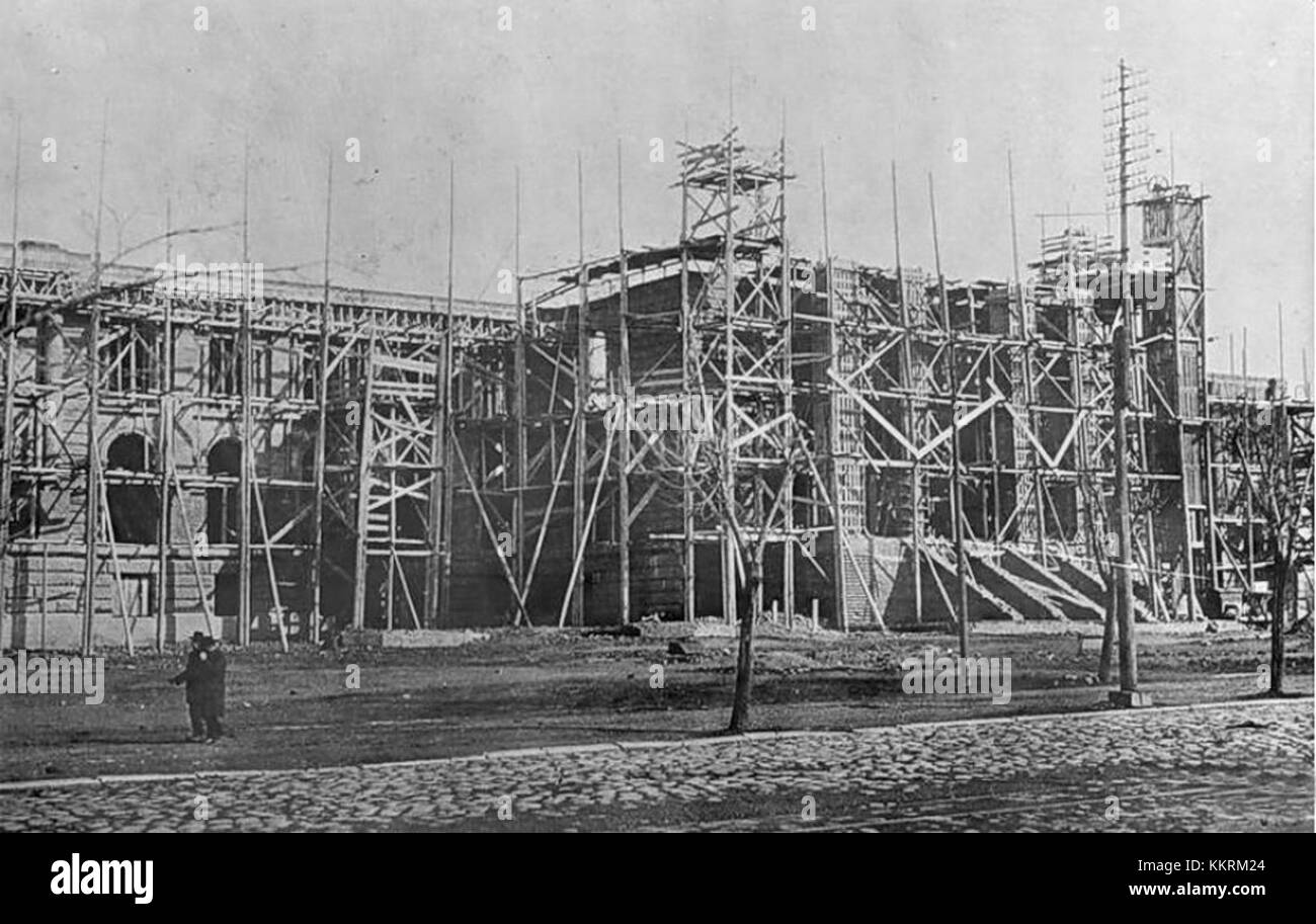 This image depicts the construction of a national assembly building ...