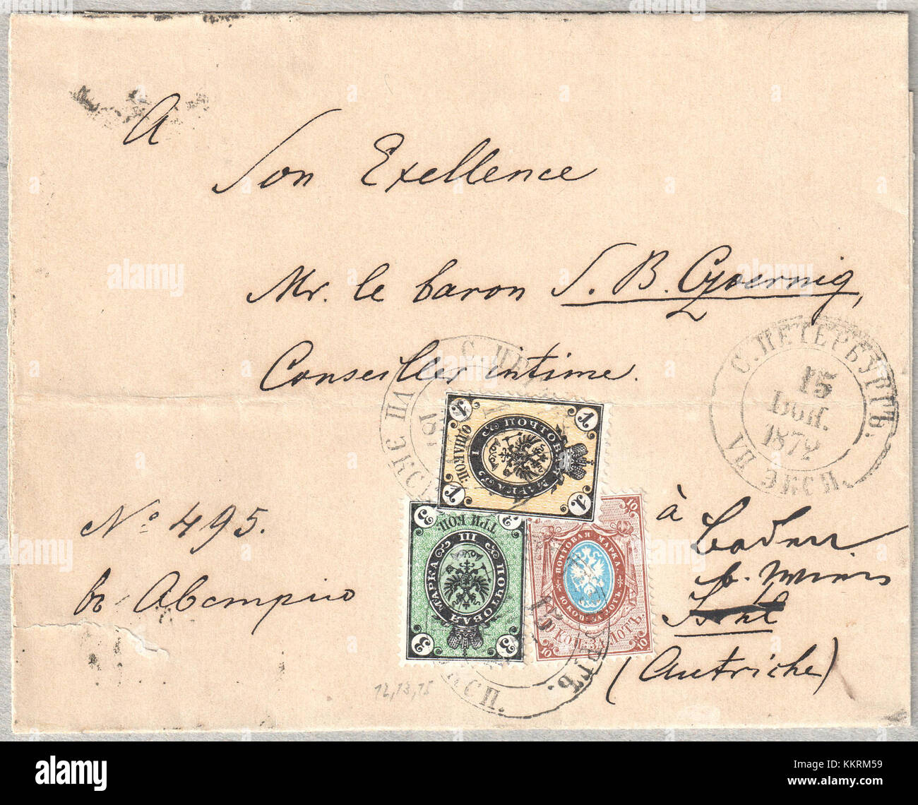 This 1872 folded letter from St. Petersburg to Baden represents ...