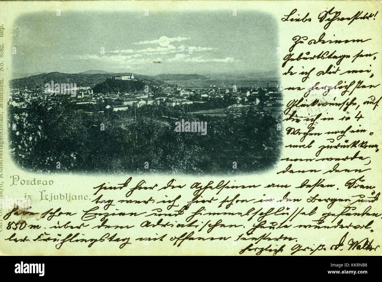 This postcard from 1898 depicts Ljubljana, Slovenia, offering a glimpse ...