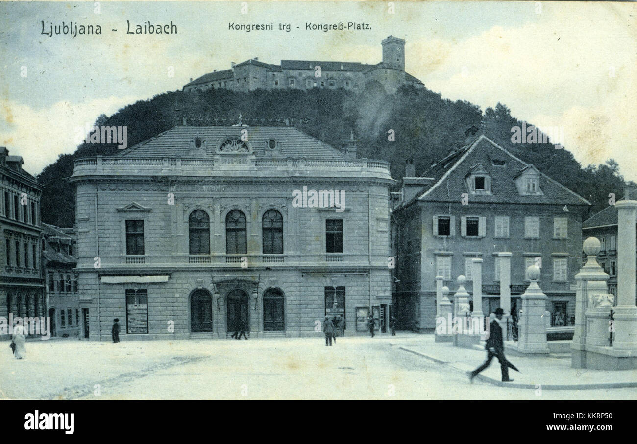 This postcard features Congress Square, a public space known for its ...