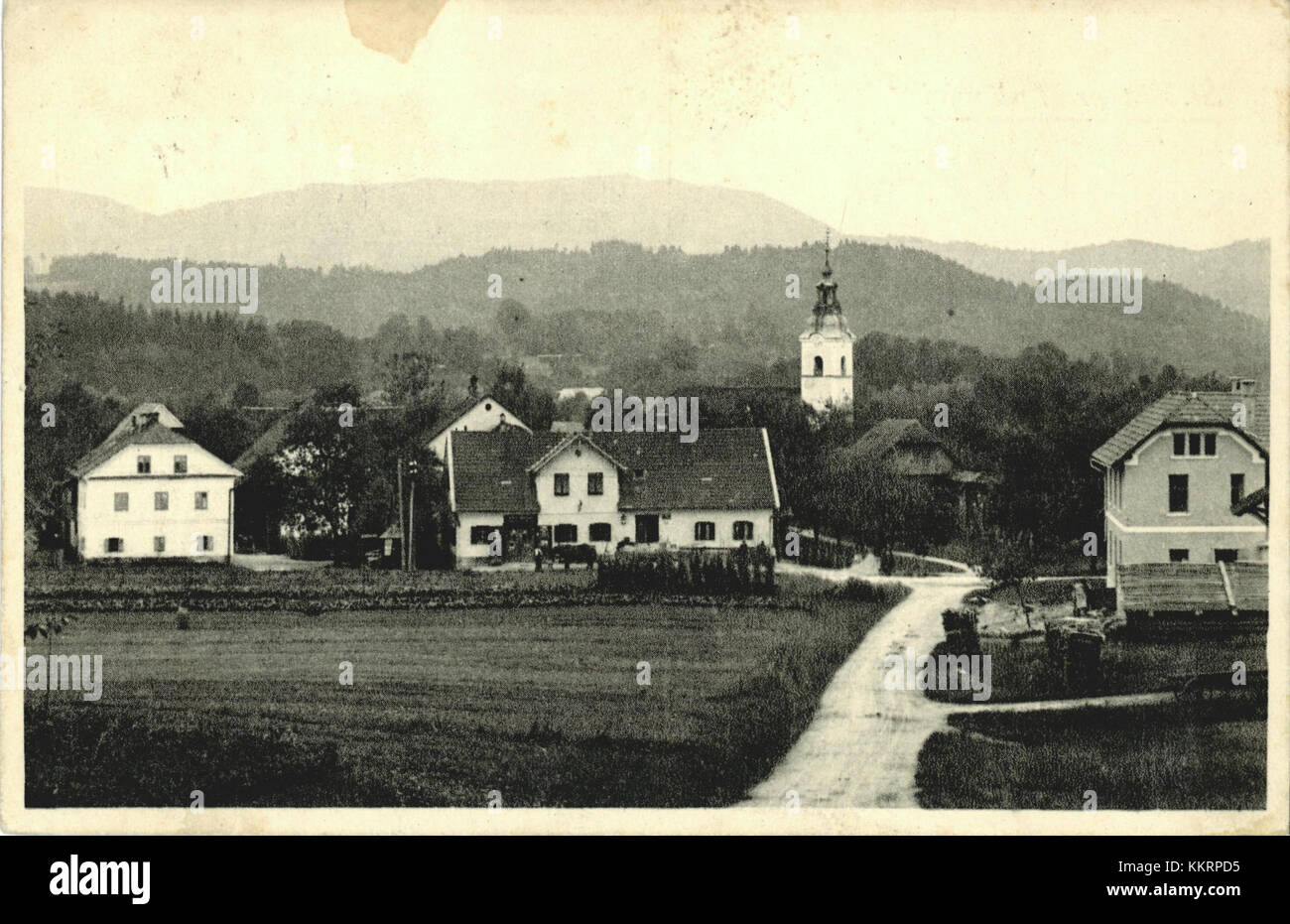 This is a vintage postcard of Lukovice, a village located in the Czech ...