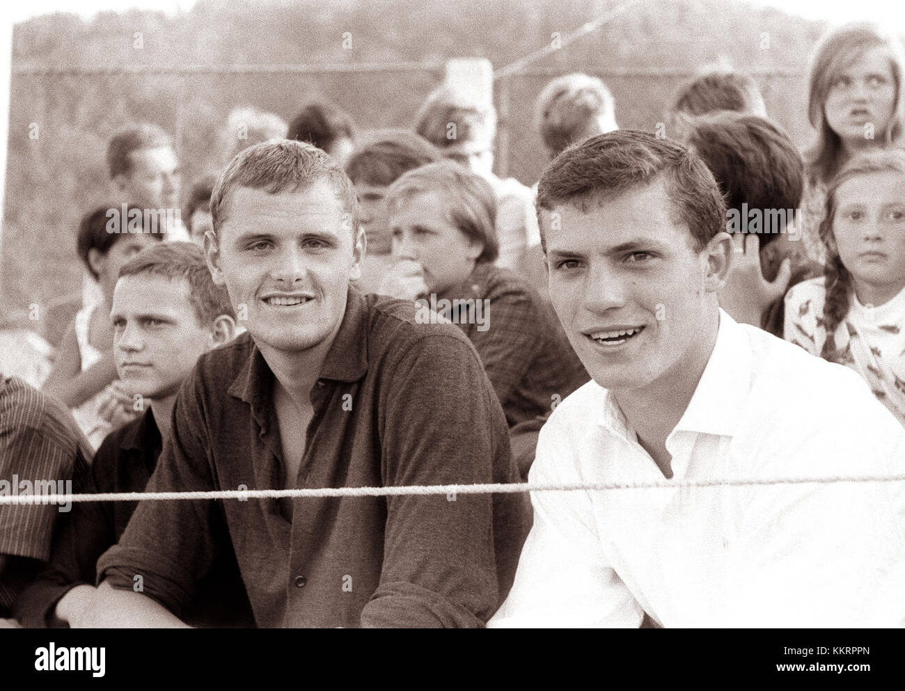 This photograph from 1962 shows the Yugoslav water polo team competing ...