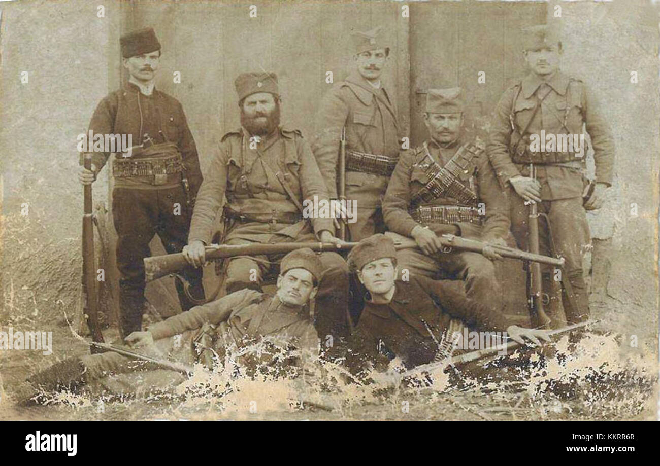 A reference to the Seven Chetniks of Vojvoda Vuk, likely depicting a ...