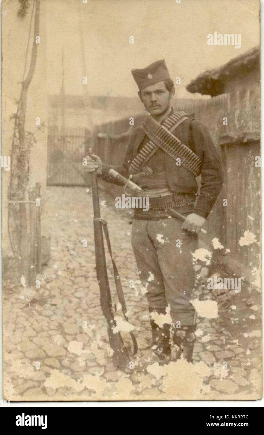 A historical photograph depicting an unknown Serbian Chetnik, likely ...