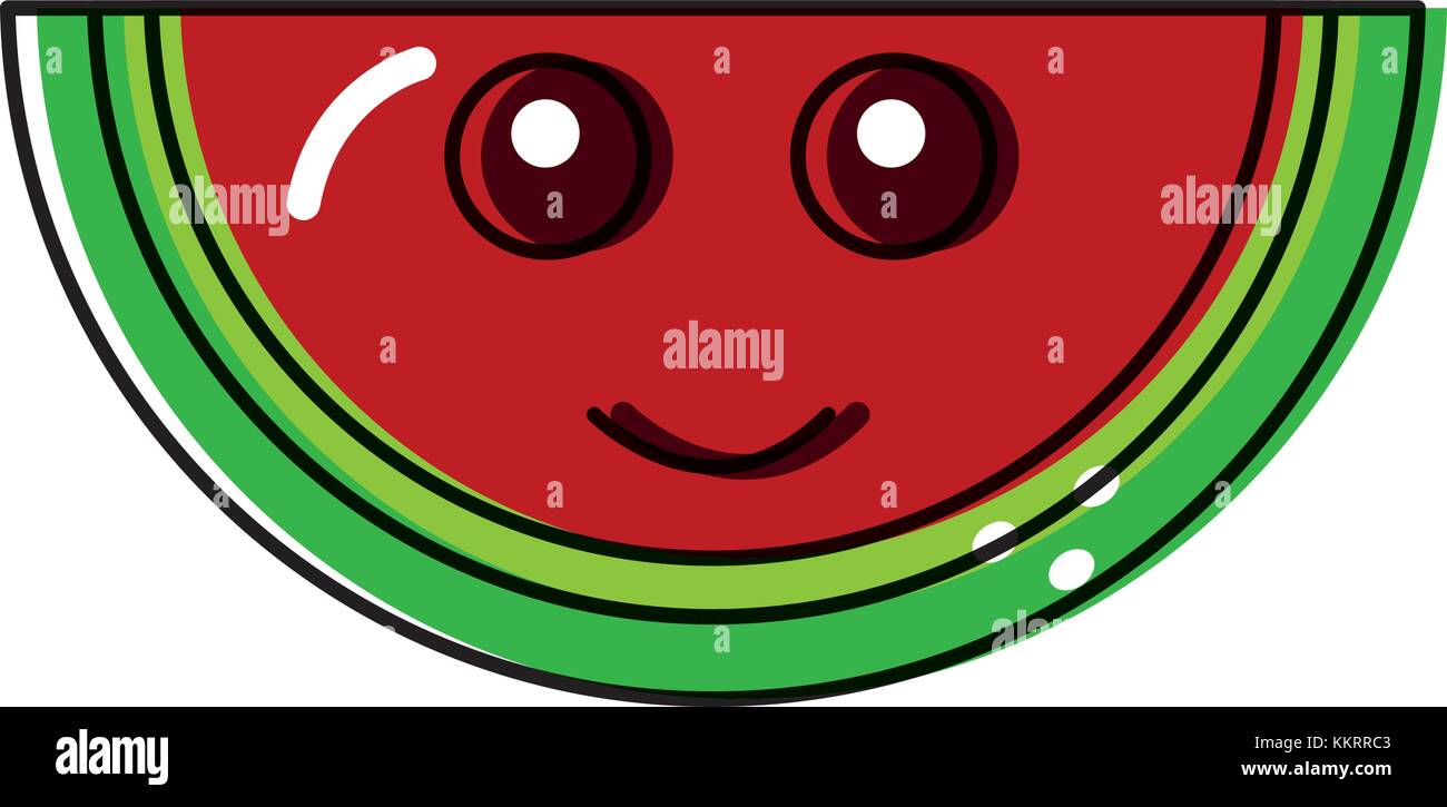 kawaii watermelon fruit character cute funny Stock Vector Image & Art ...