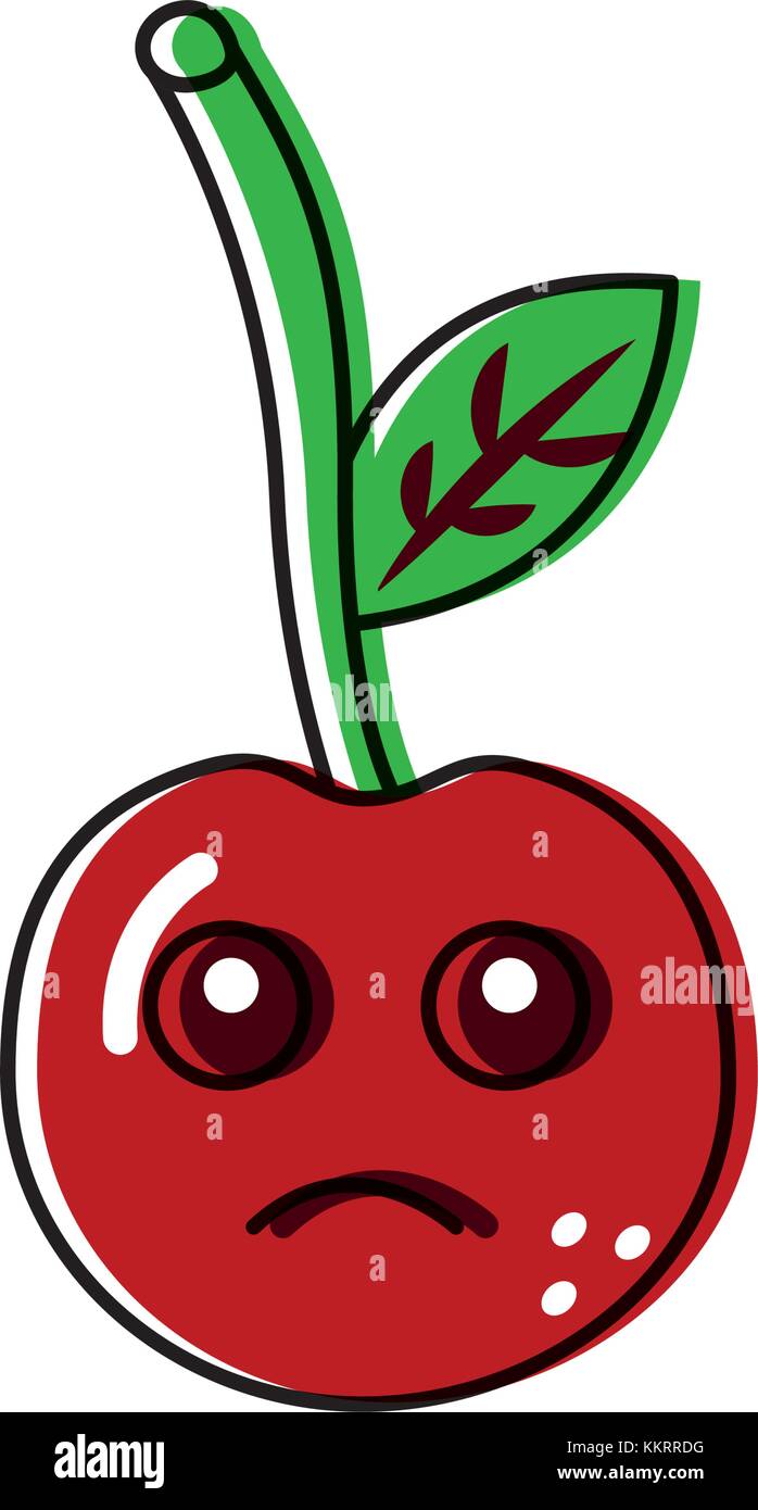 cherry sad fruit kawaii icon image Stock Vector Image & Art - Alamy