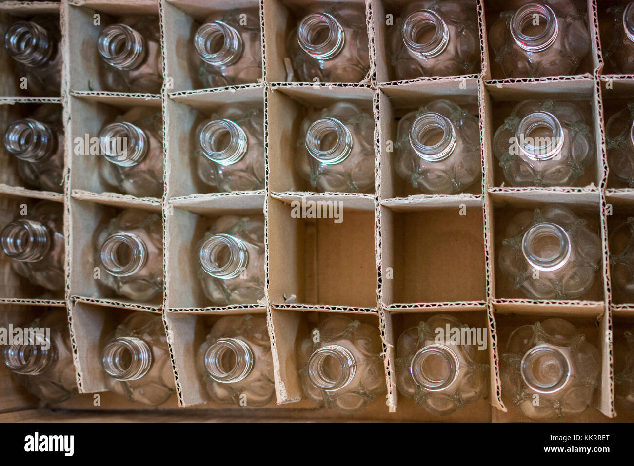 Set of Empty small transparent bottles Stock Photo - Alamy