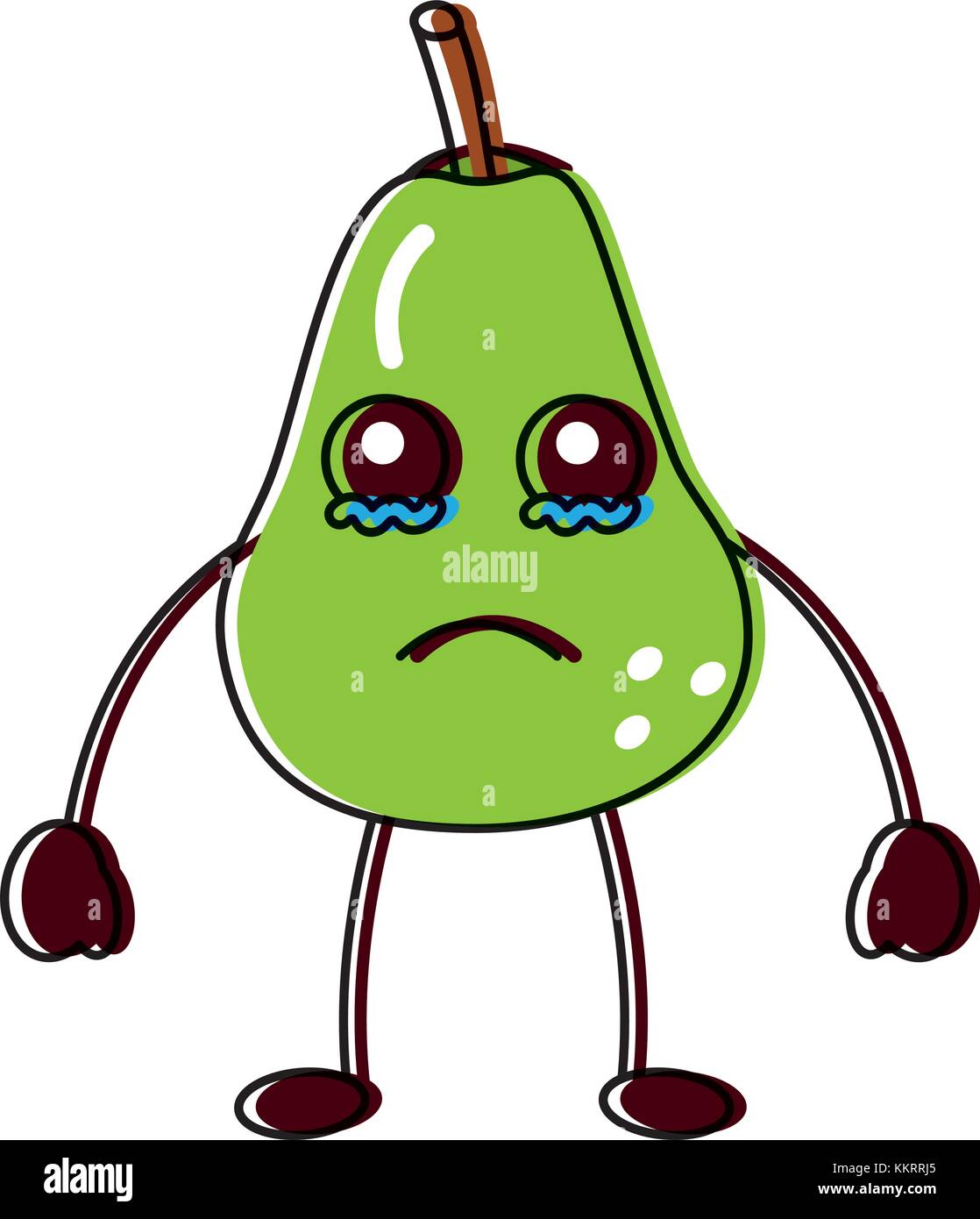pear sad crying fruit kawaii icon image Stock Vector Image & Art - Alamy