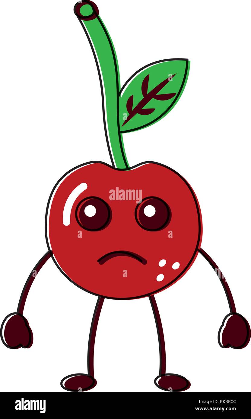 cherry sad fruit kawaii icon image Stock Vector Image & Art - Alamy