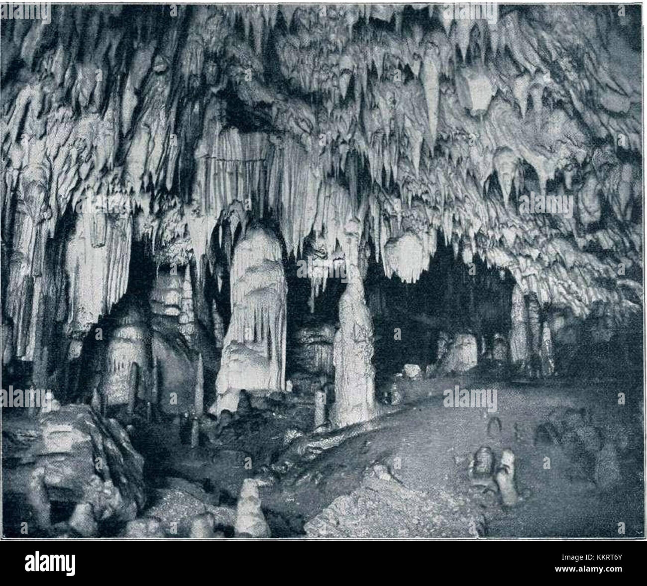 A historical image from the newly discovered section of Postojna Cave ...