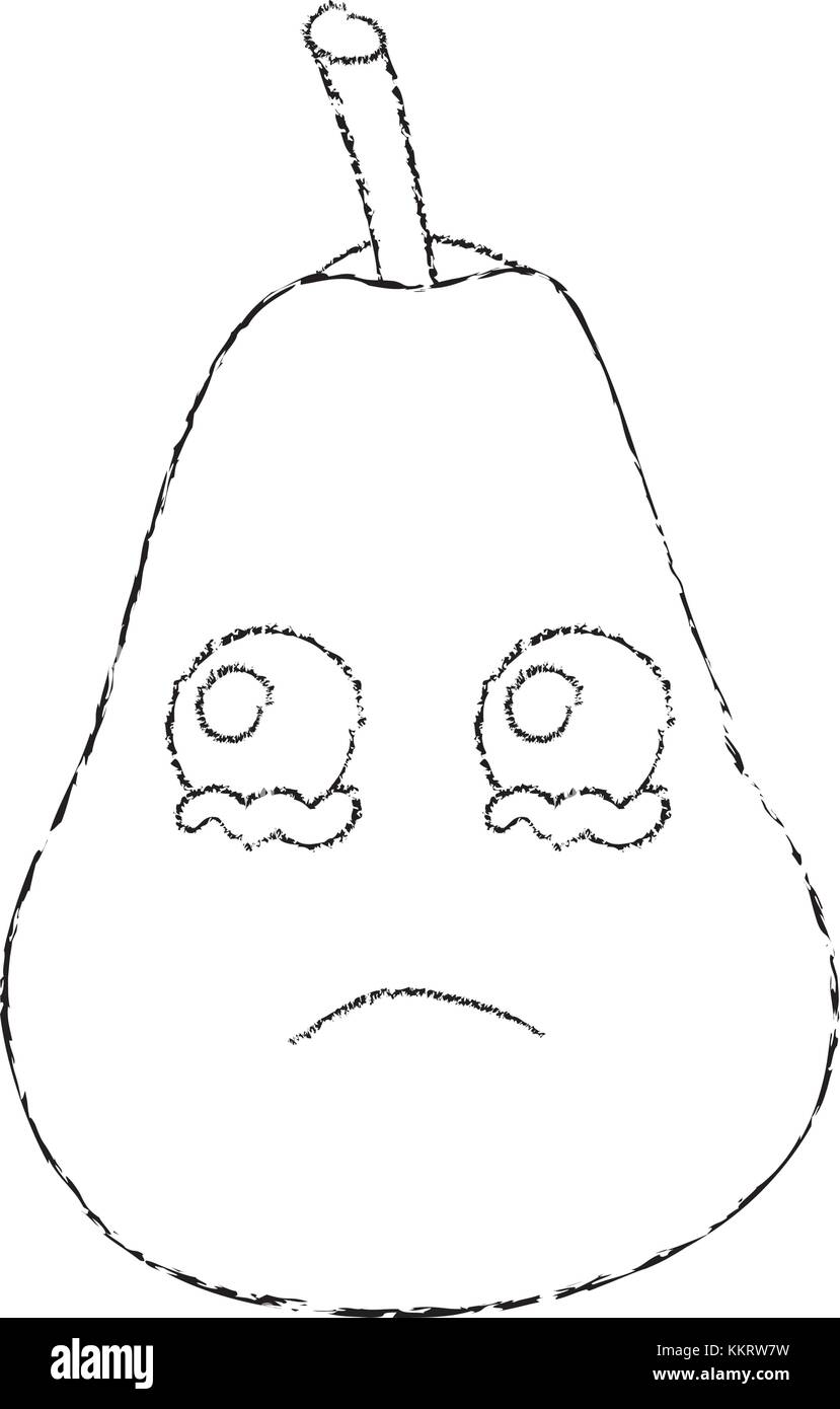 pear sad crying fruit kawaii icon image Stock Vector Image & Art - Alamy