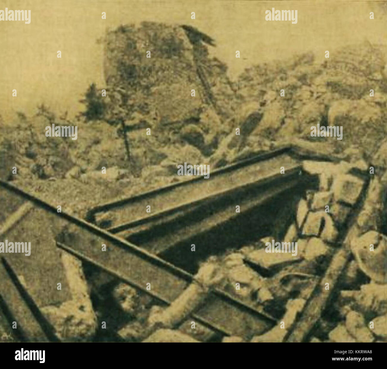 An image of a collapsed Italian shooting trench on Mount Cimone in the ...