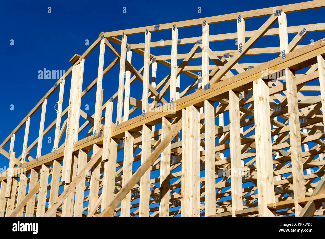 Wood construction frame of housing development detached house ...