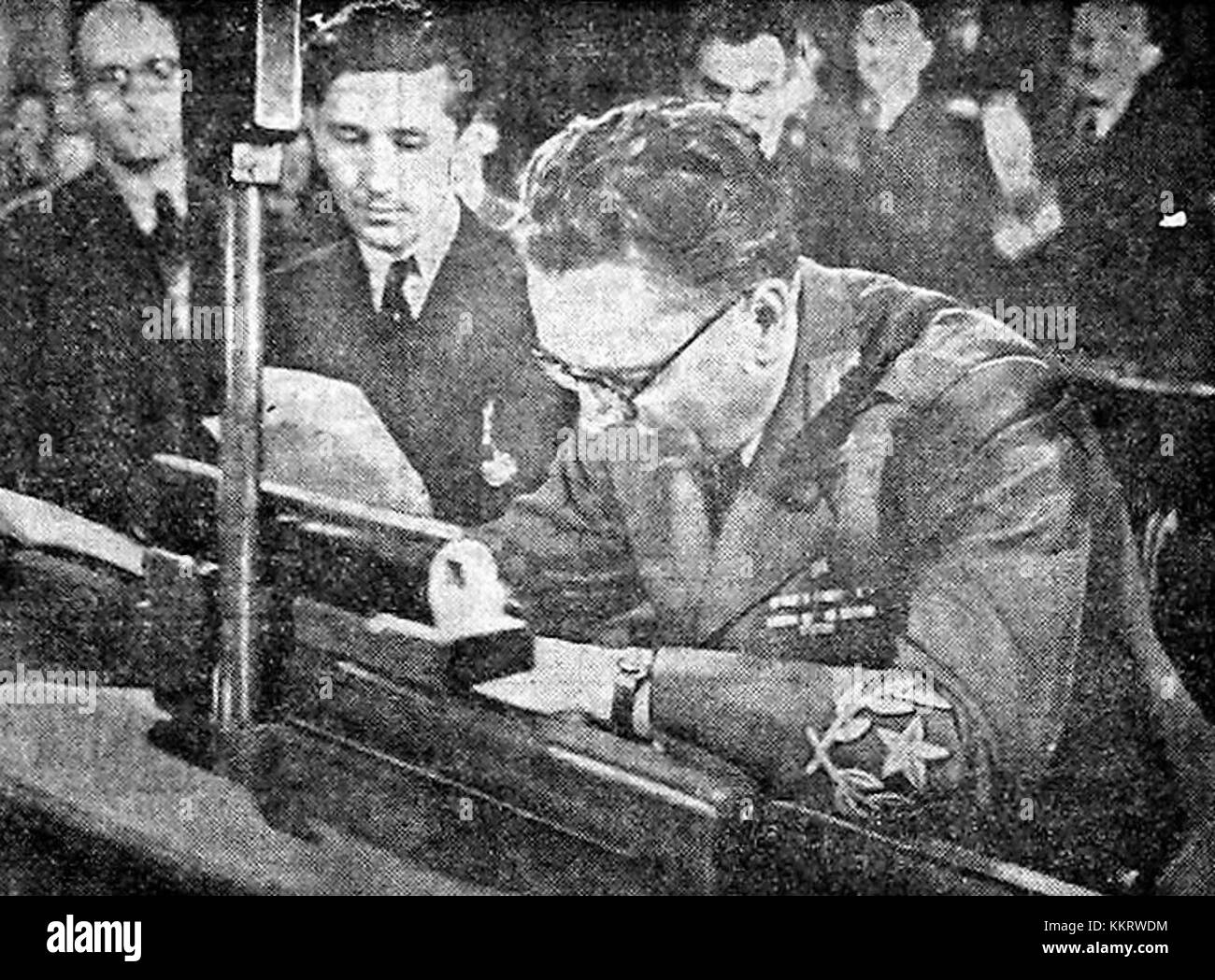 Josip Broz Tito signs the declaration proclaiming the Federal People's ...