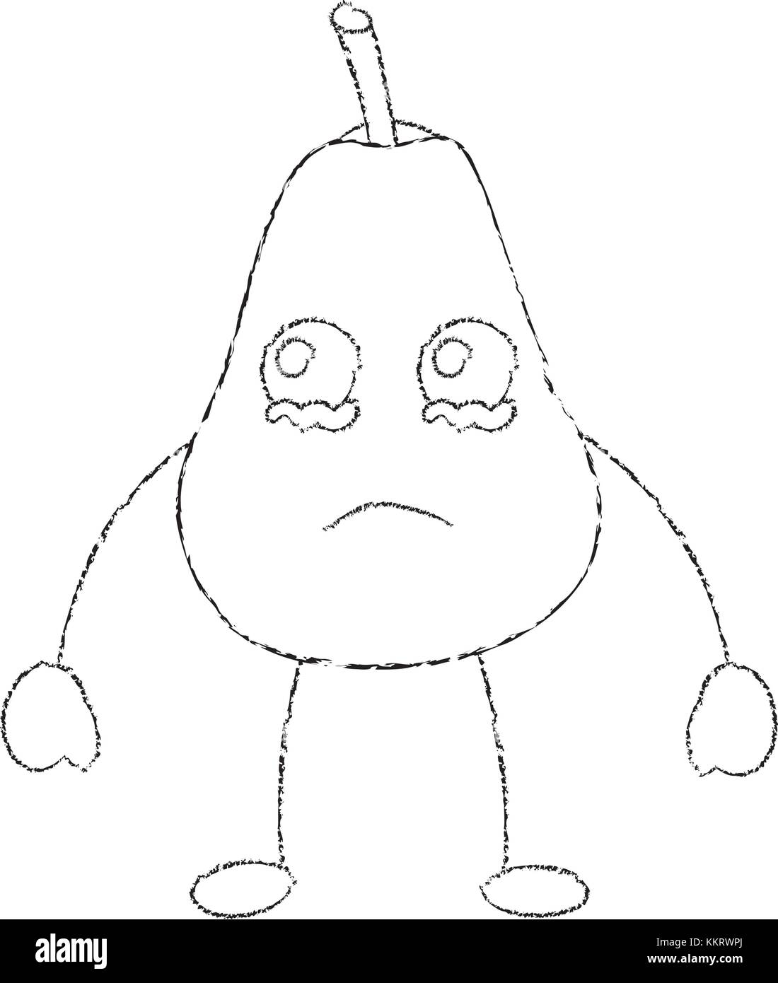 pear sad crying fruit kawaii icon image Stock Vector Image & Art - Alamy