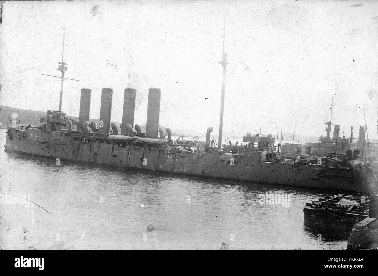 The image depicts the Russian battleship Varyag and the Battle of ...