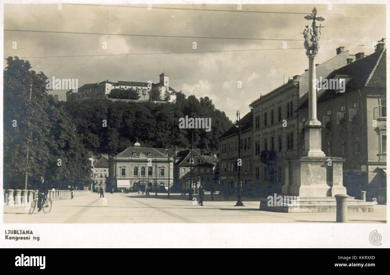 This vintage postcard features Congress Square, a prominent public ...
