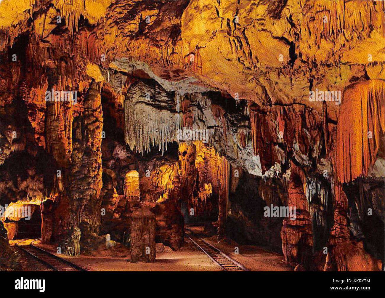 A postcard from 1966 features the famous Postojna Cave in Slovenia ...